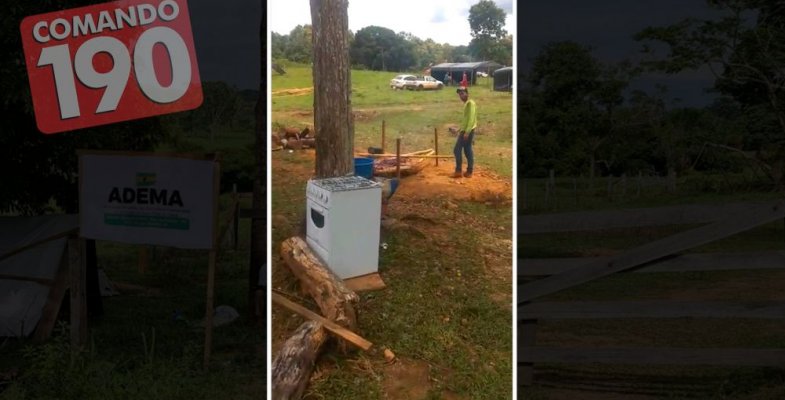 Pessoas que planejam invadir a Reserva Biológica REBIO do Jaru filmam o dia a dia dentro do ...